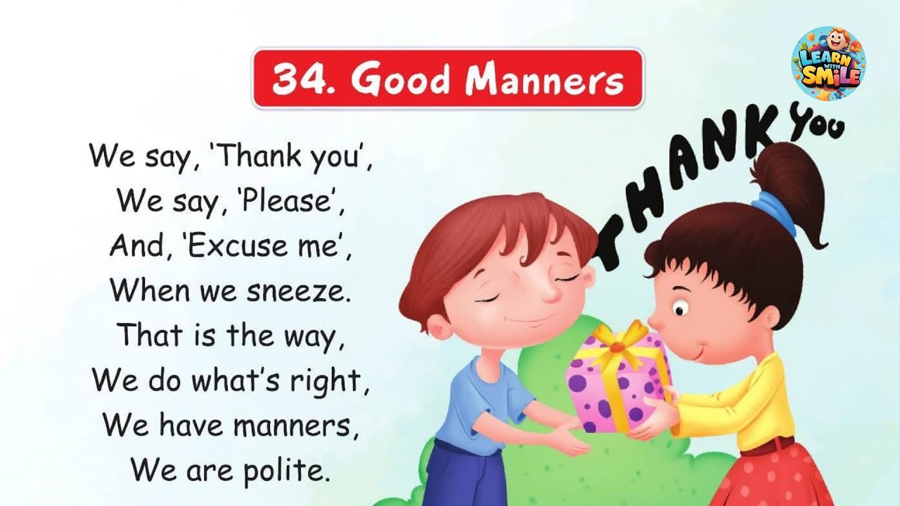 Good Manners Poem For Kids