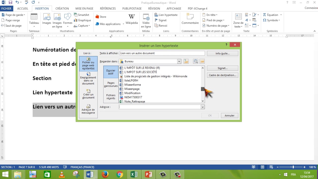 Vidéo 23 Lien hypertexte dans un document Word - YouTube