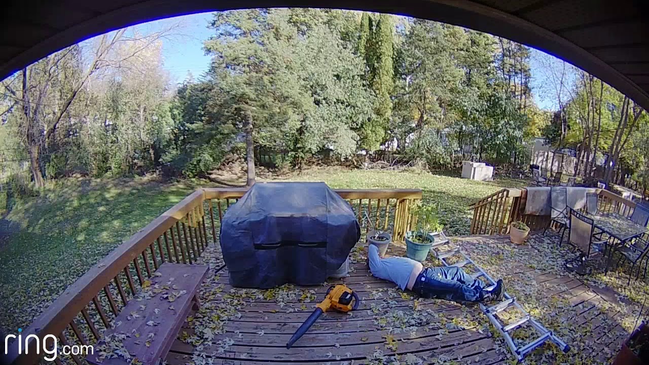 Off Duty Firefighter falls off ladder and knocks self unconcious - YouTube