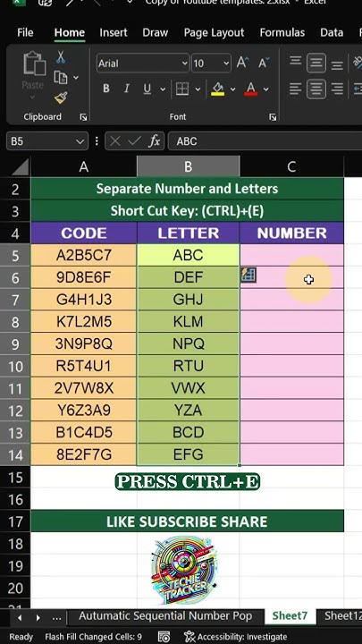 Separate Numbers and Letters in Excel using Flash Fill #excel # ...