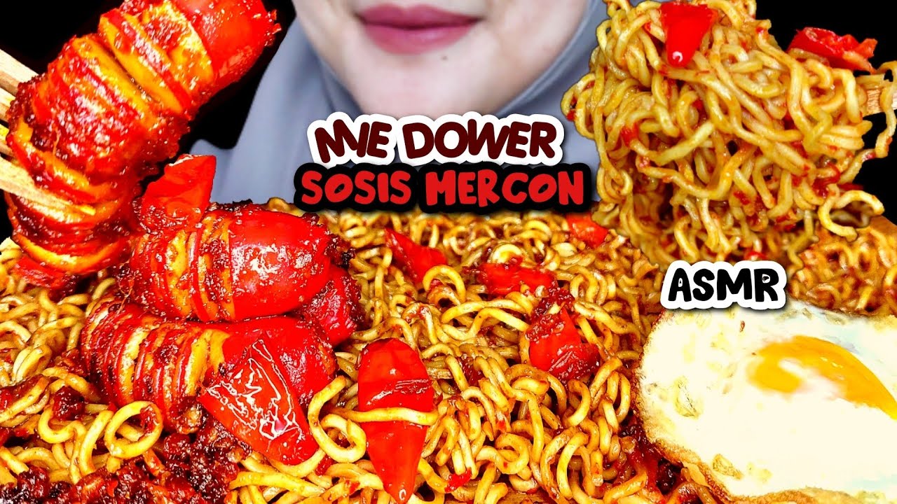 ASMR MIE DOWER SOSIS PEDAS SAMBAL MERCON BIKIN PERUT PANAS!!🥵💦| ASMR ...
