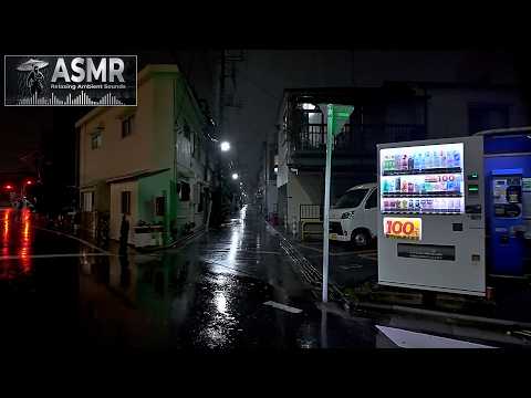[ASMR] Tokyo Night Rain Walk in Quiet Old Town Alleys with Thunder | Japan 4K HDR