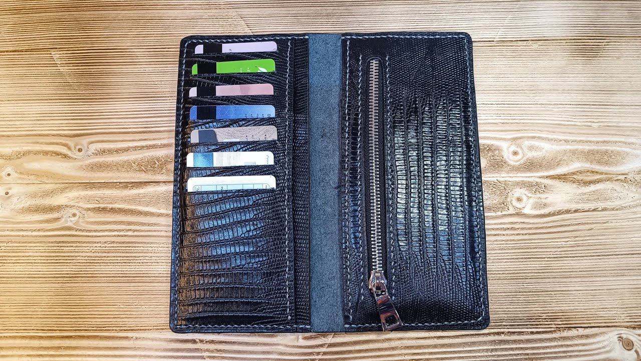 How to make a leather long wallet - YouTube