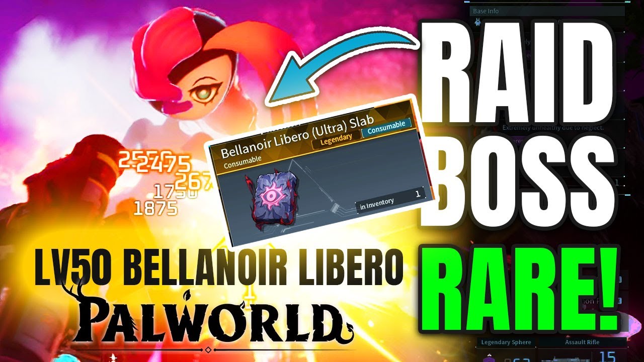 Palworld: Lv. 50 Bellanoir Libero Raid Boss Fight & LEGENDARY Drops ...