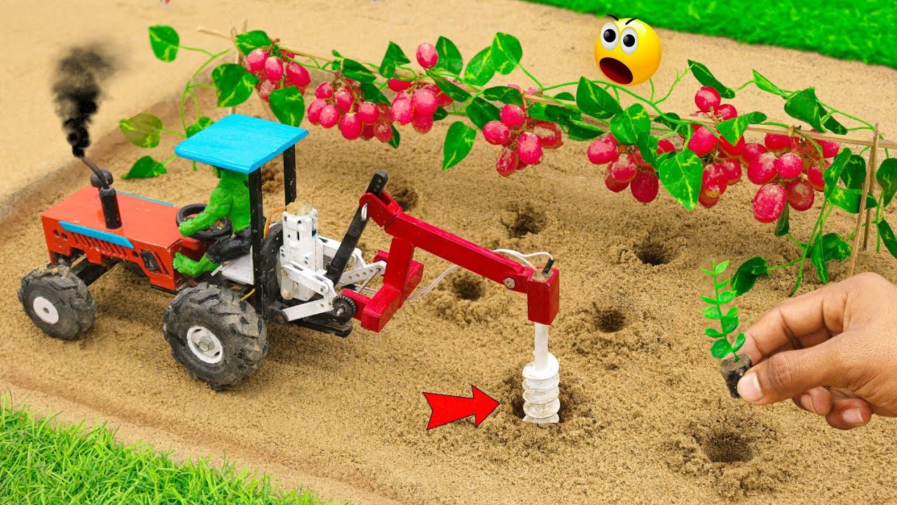 diy tractor making hole digger machine for grapes planting science ...