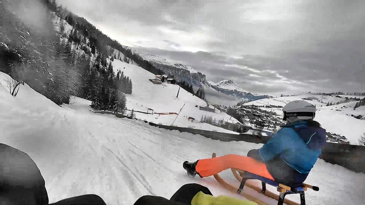 High-Speed Sledding on the "Tru liösa Foram" Track in Alta Badia (Piz ...