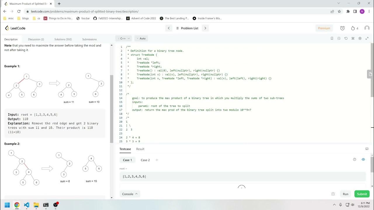 1339 maximum product of splitted binary tree - YouTube