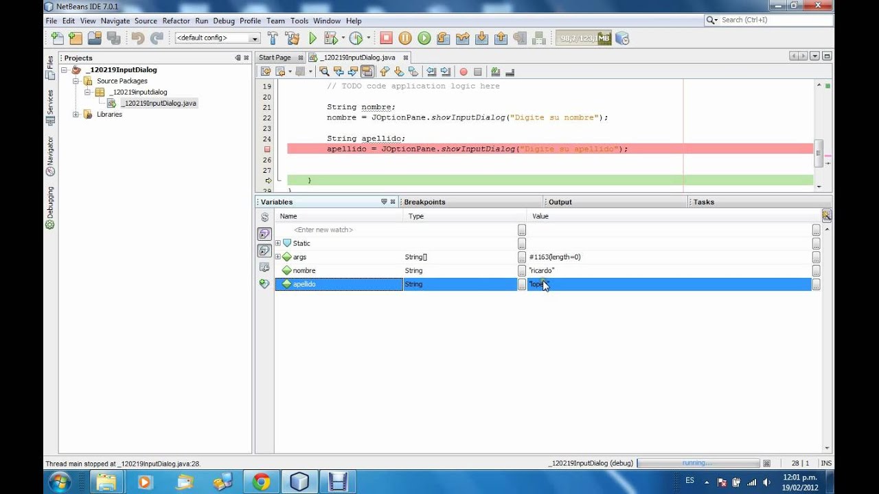 120219 Java NetBeans 7.0. Uso de InputDialog y MessageDialog 1/2 - YouTube
