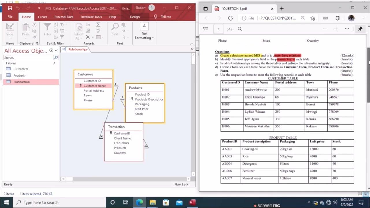 Ms Access Database Development Process Tutorial PT 21 -- Tables, queries, reports and ...