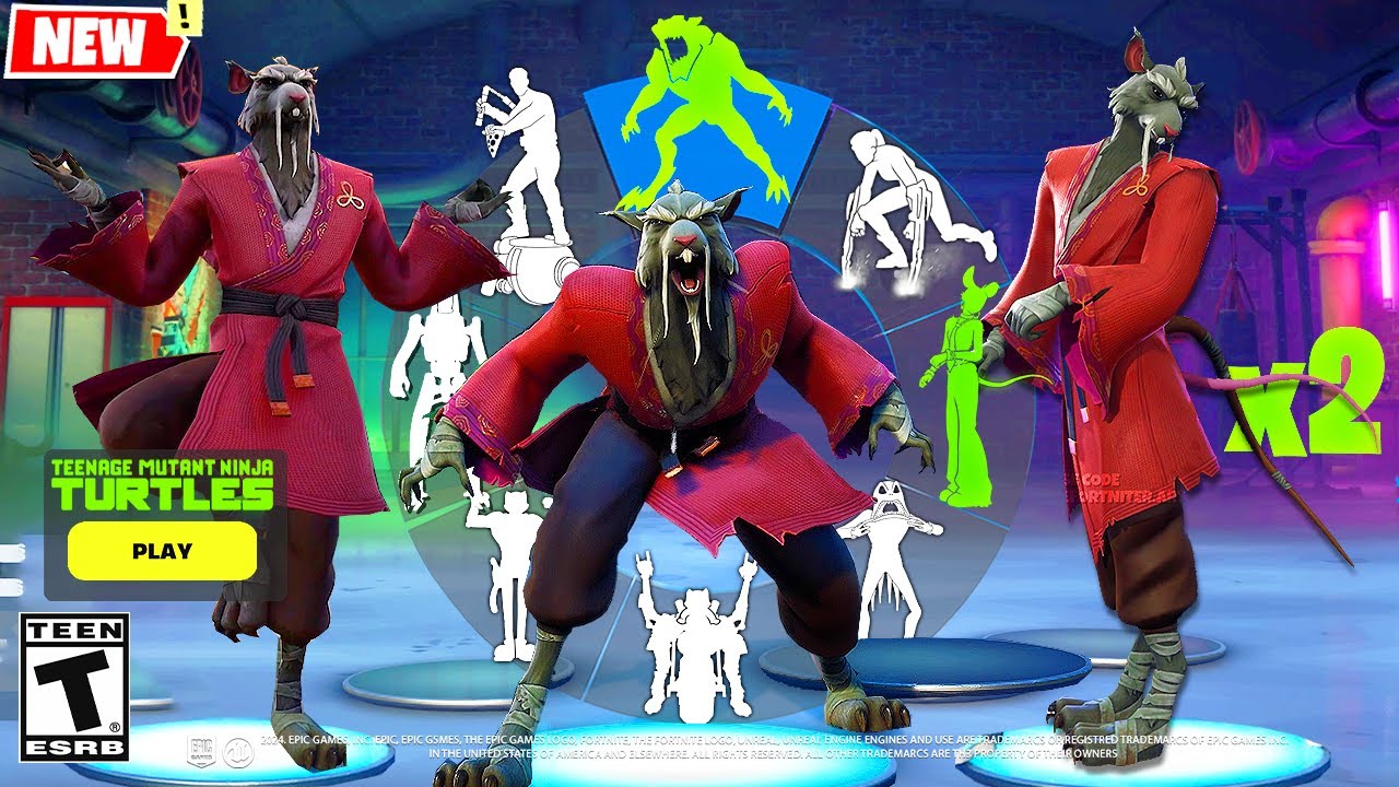 SPLINTER Fortnite doing all Built-In Emotes and Funny Dances シ - YouTube