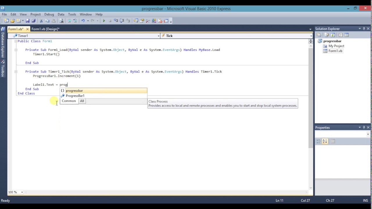 Visual Basic 2010 Tutorial -9 | Using Progress Bar in urdu/hindi - YouTube