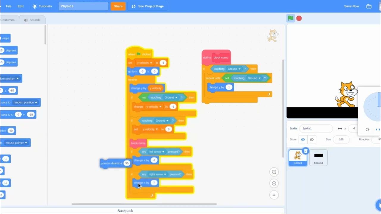 Scratch How to make a physics script #scratch #coding - YouTube