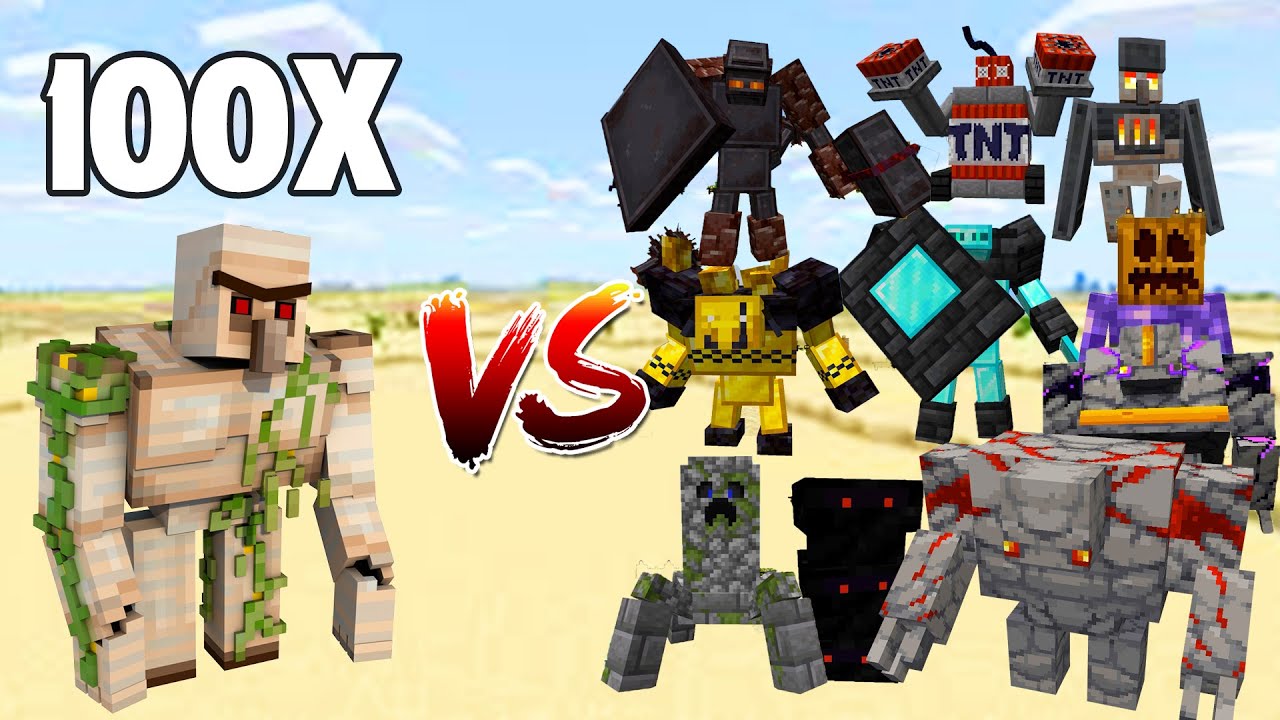 100 Golem VS ALL Golem in Minecraft - YouTube