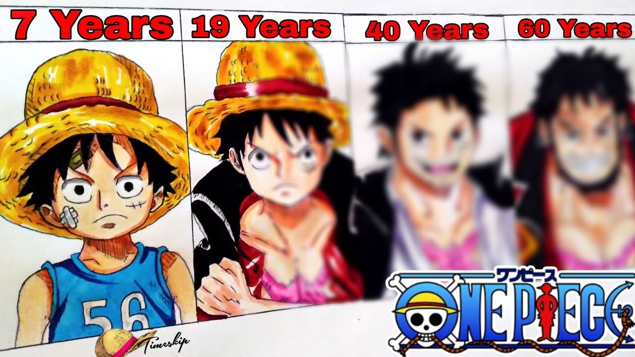 Drawing Luffy as 7, 19, 40 and 60 Years old | One Piece | ワンピース - YouTube