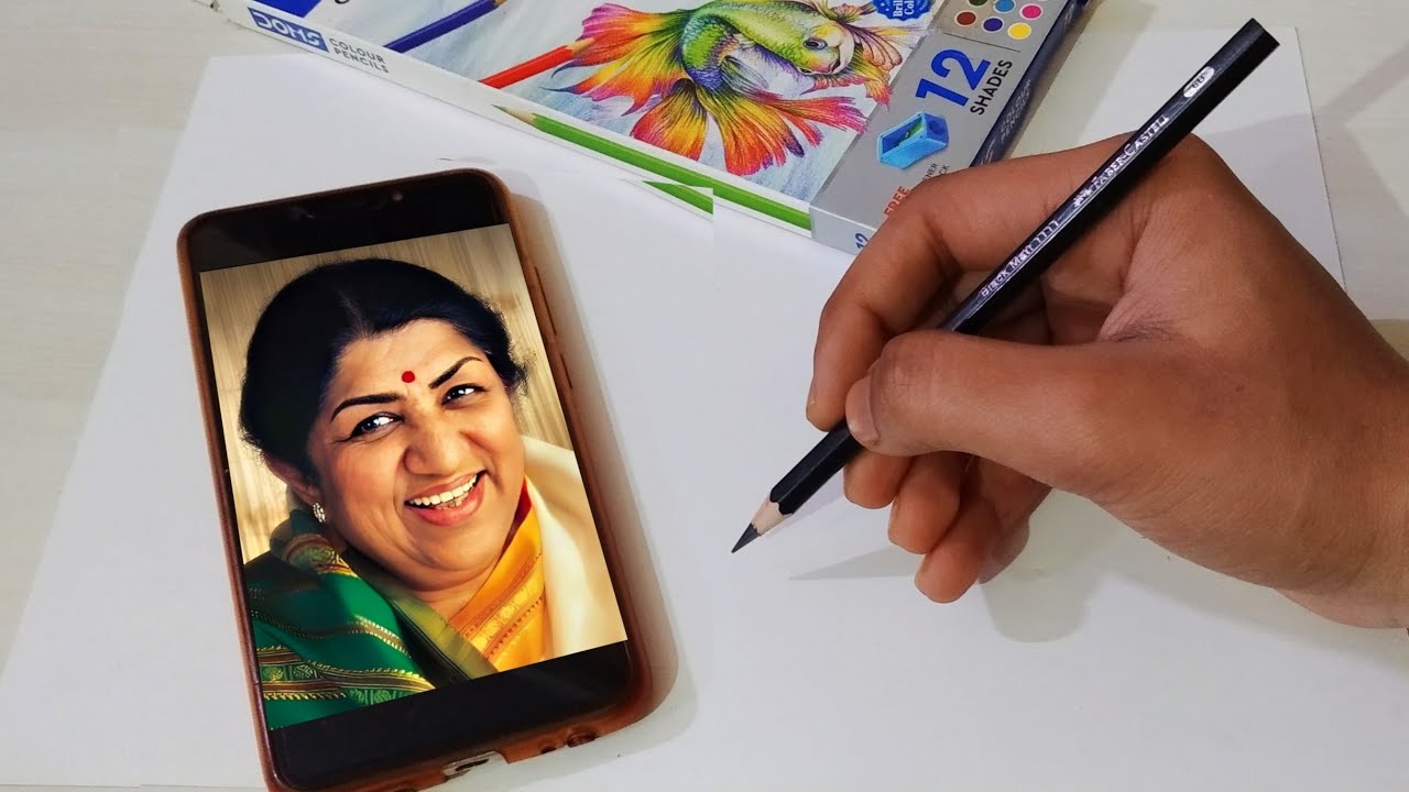 Lata Mangeshkar Drawing / Tribute To Lata Mangeshkar | Pencil Colour ...