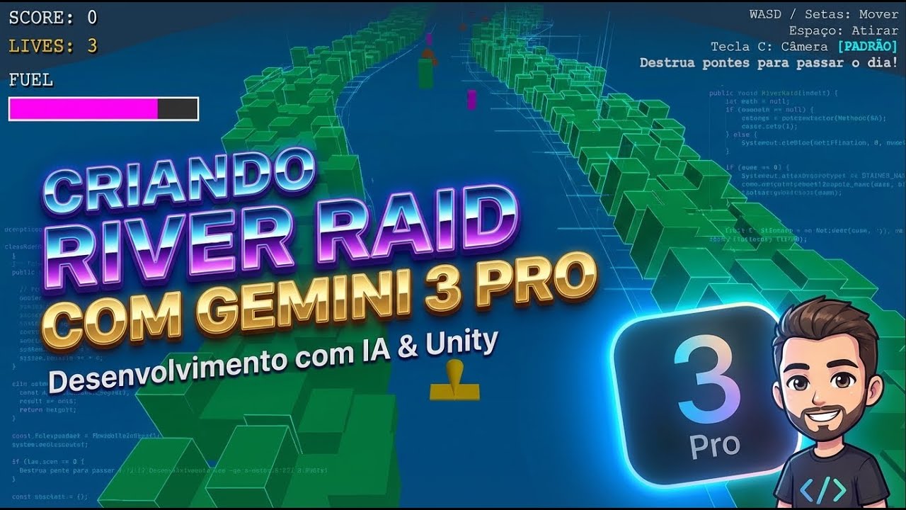 Pedi para o GEMINI 3 recriar o River Raid em 3D e o resultado foi ...