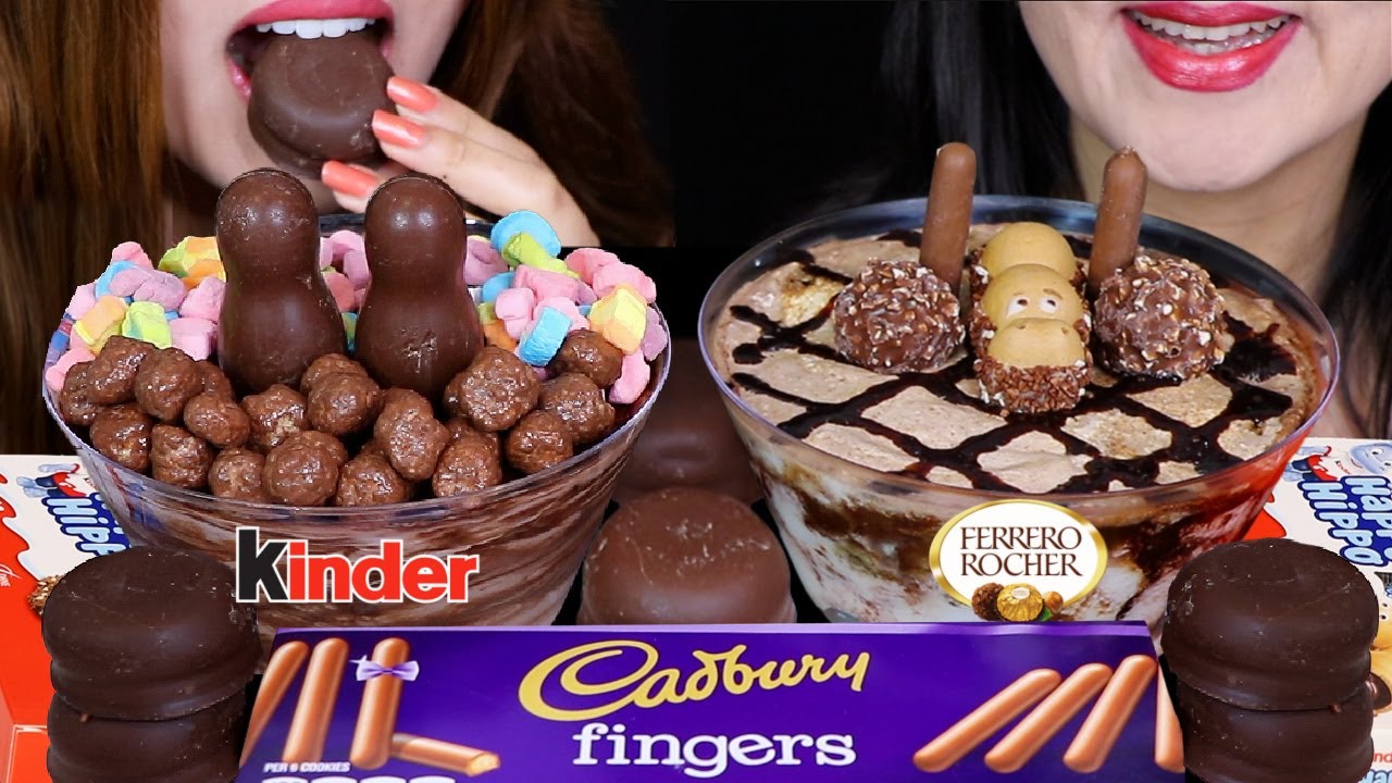ASMR LOADED CHOCOLATE MOUSSE CAKES *CADBURY FINGERS, FERRERO ROCHER ...