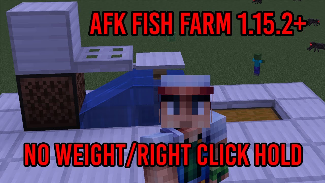 AFK Fish Farm Tutorial (NO WEIGHT/RIGHT CLICK HOLD) - Minecraft 1.15.2 ...