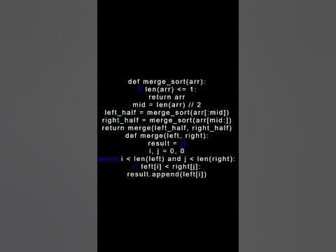 Sorting Algorithm (Merge Sort) | Python Coding in 22 seconds #algorithm ...