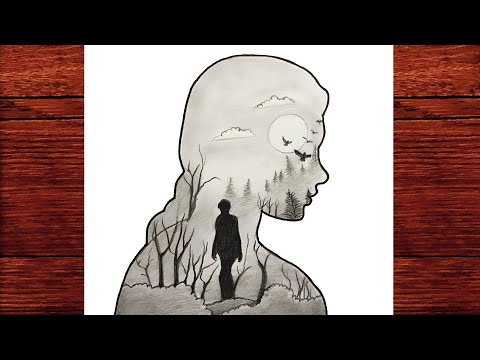 Kız Çizimi ve Manzara Resmi Çizimi - Yeni Başlayanlar İçin Çizim Kolay - ( How to draw a Girl )