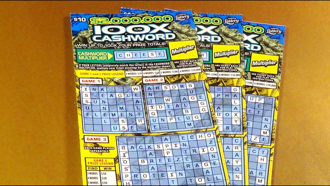 WORDS ON WED. 200: THREE $10 100X CASHWORD Florida Lottery Scratch ...