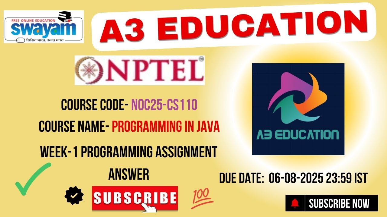 NPTEL Programming in Java Week 1 Programming Assignment Answers | NOC25 ...