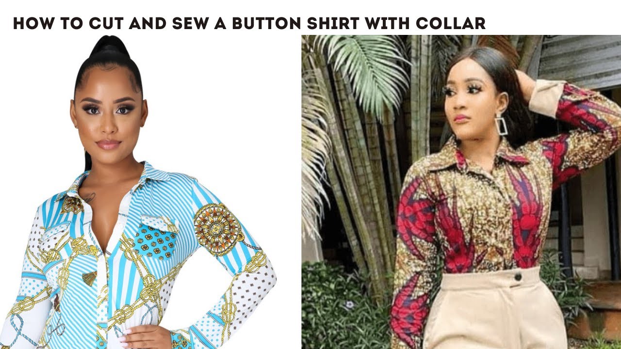 How To Cut And Sew A Female Shirt With Collar and Button | Step by Step ...