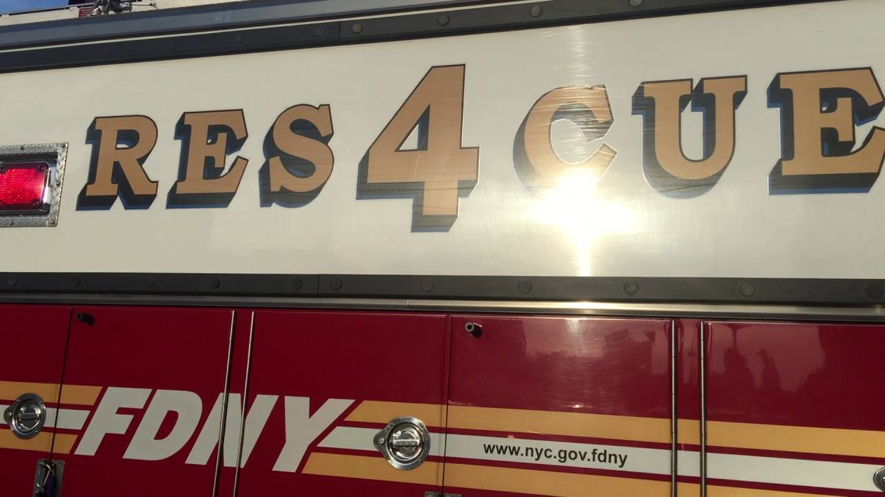 FDNY RESCUE 4 RETURNING TO QUARTERS ON QUEENS BOULEVARD IN WOODSIDE ...
