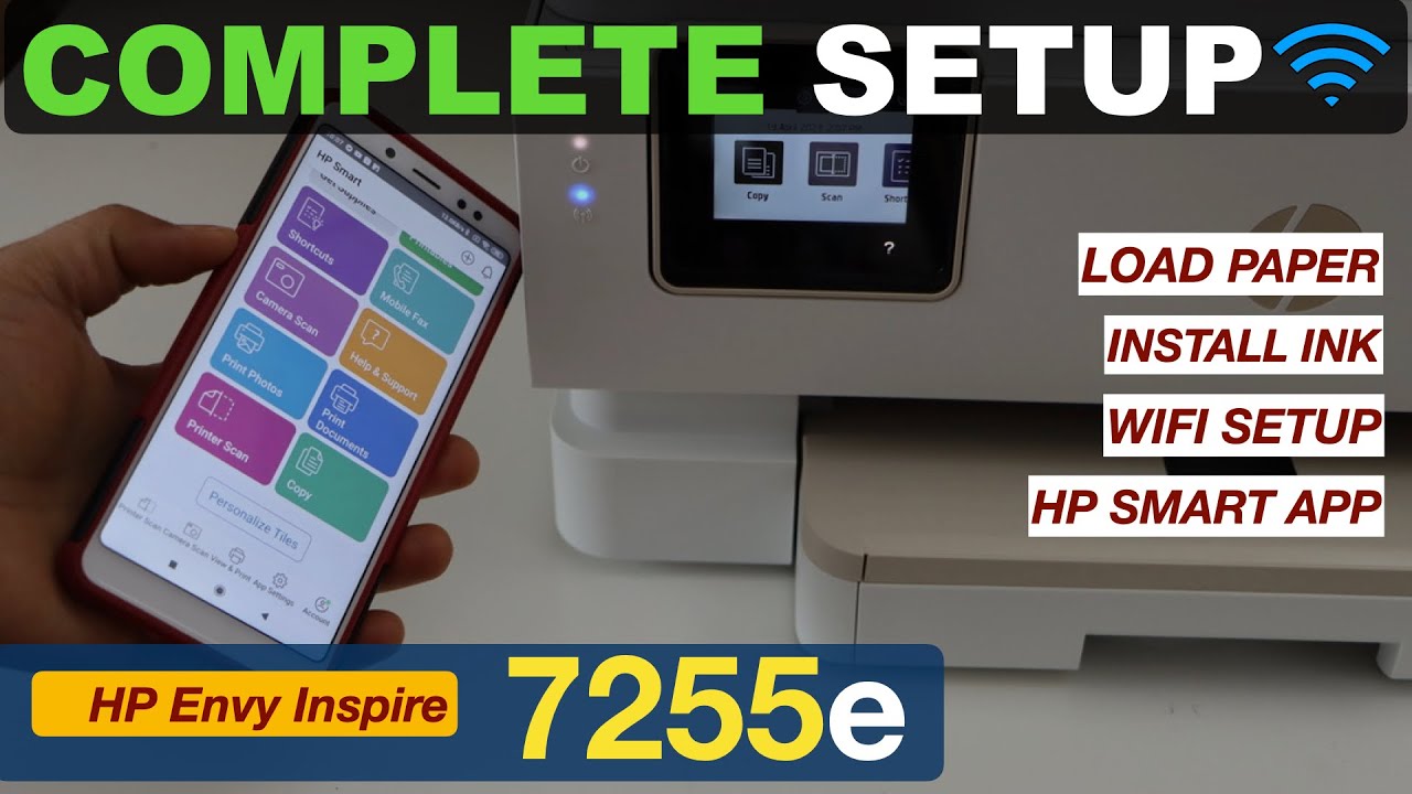 HP Envy Inspire 7255e Setup, Install Setup Ink, Load Paper, WiFi Setup ...