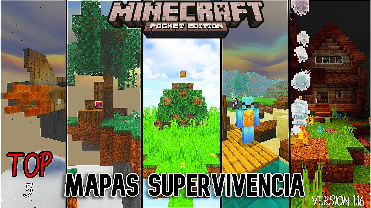 TOP 5 MAPAS SURVIVAL para Minecraft PE 1.16 | Bedrock | Los mejores ...
