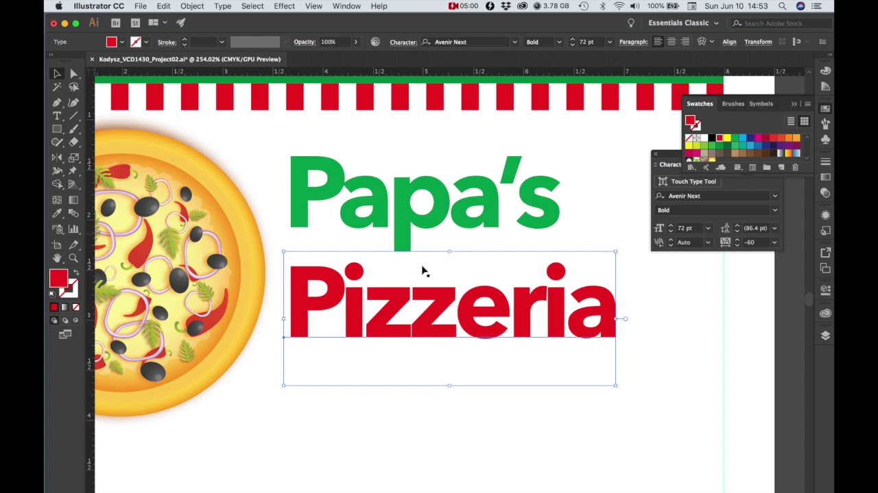 Illustrator Menu Project - Styling the Logotype - YouTube