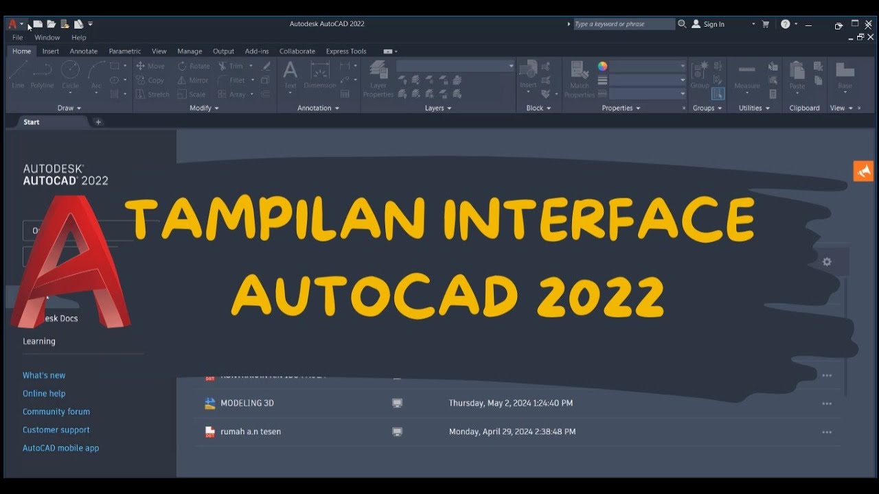Bagian - bagian yang ada di Interface Autocad versi 2022 - YouTube