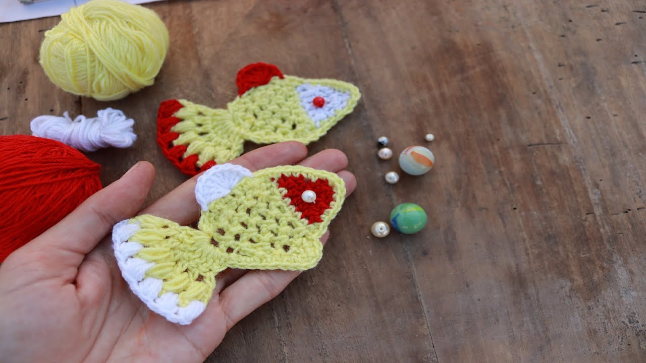 Easy Crochet Fish Applique | How to Crochet Mini Fish - YouTube