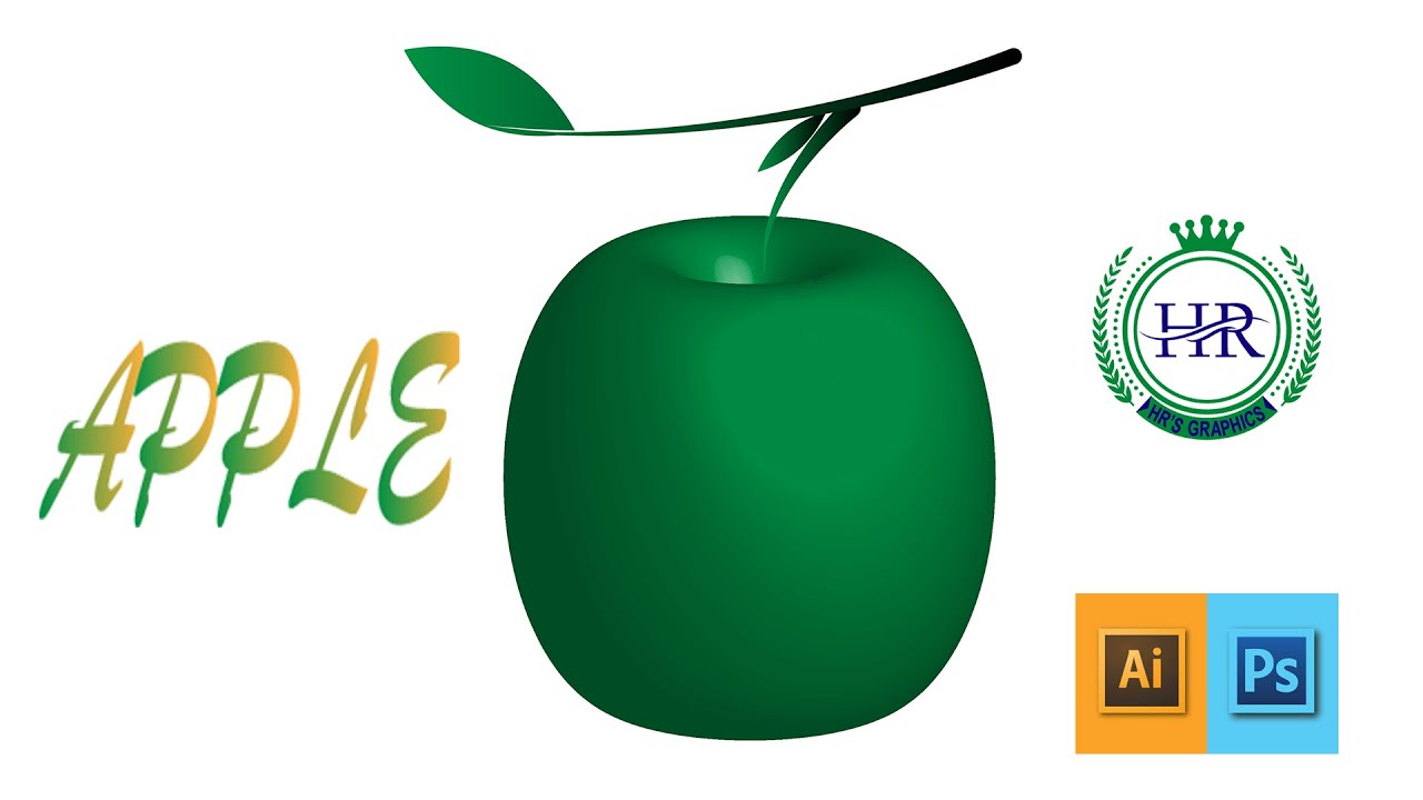 Apple design | green apple design in illustrator. Shorts video. - YouTube