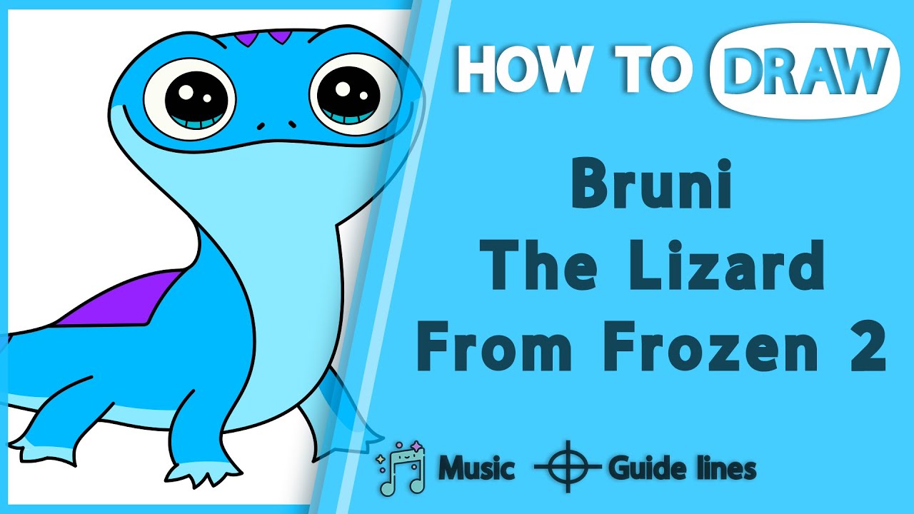 How to draw Bruni The Lizard From Frozen 2 ( easy to follow ) - YouTube