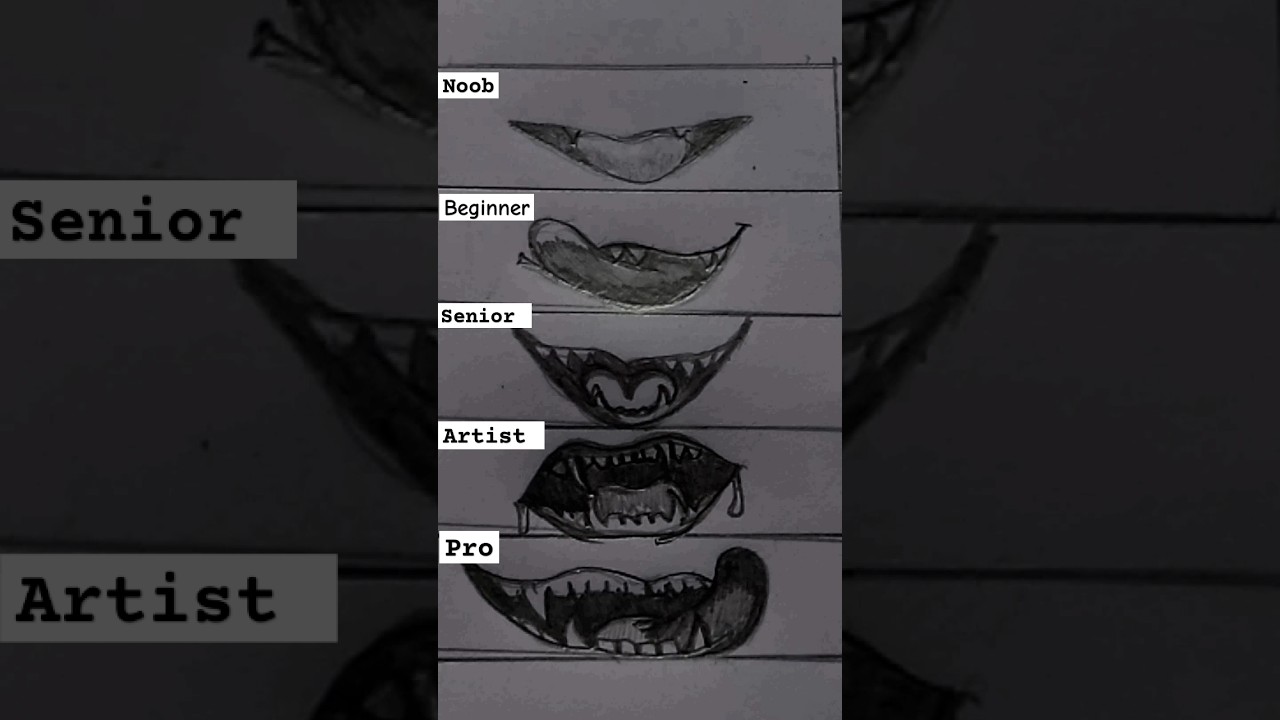How to draw Anime Evil Mouth expressions 😈( noob vs beginner vs senior ...