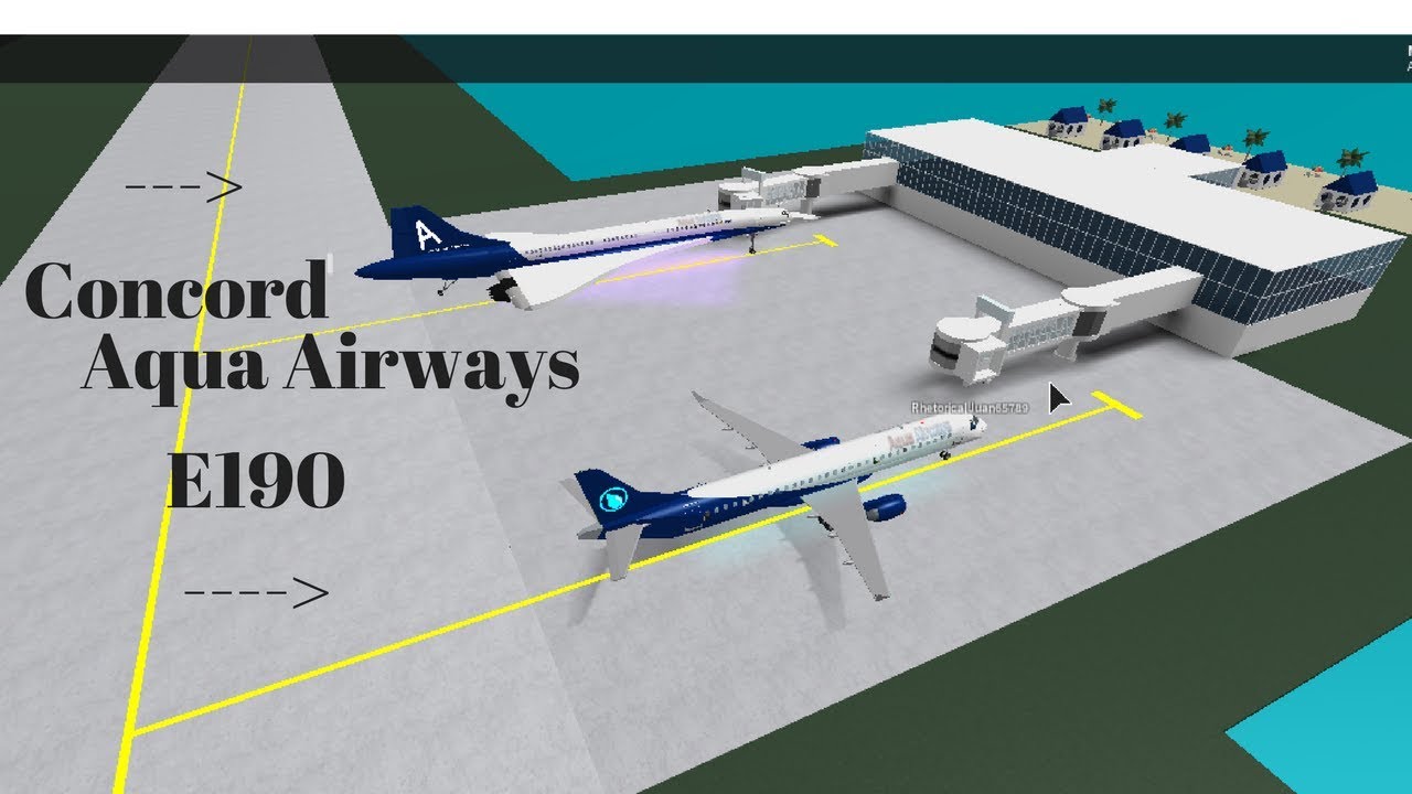 [Roblox] Aqua Airways Two planes Concord,E190 Flight - YouTube