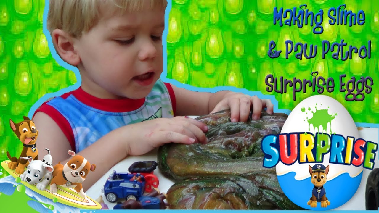 HOW TO MAKE GALAXY SLIME WITH PAW PATROL SURPRISE EGGS | DIY GLITTER ...