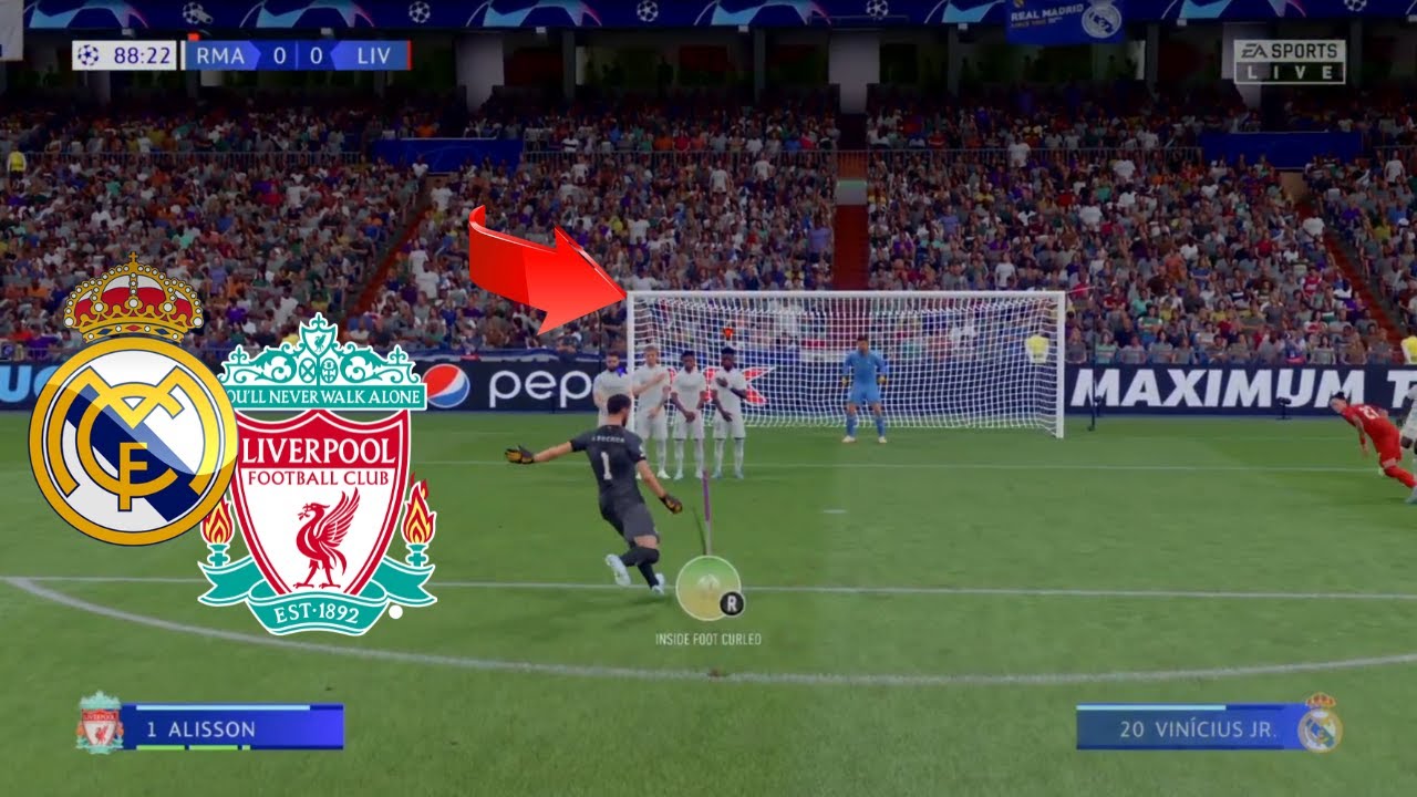 Fifa 23 21 yard Perfect free kick 🎯Alisson Becker - Liverpool FC (89 ...