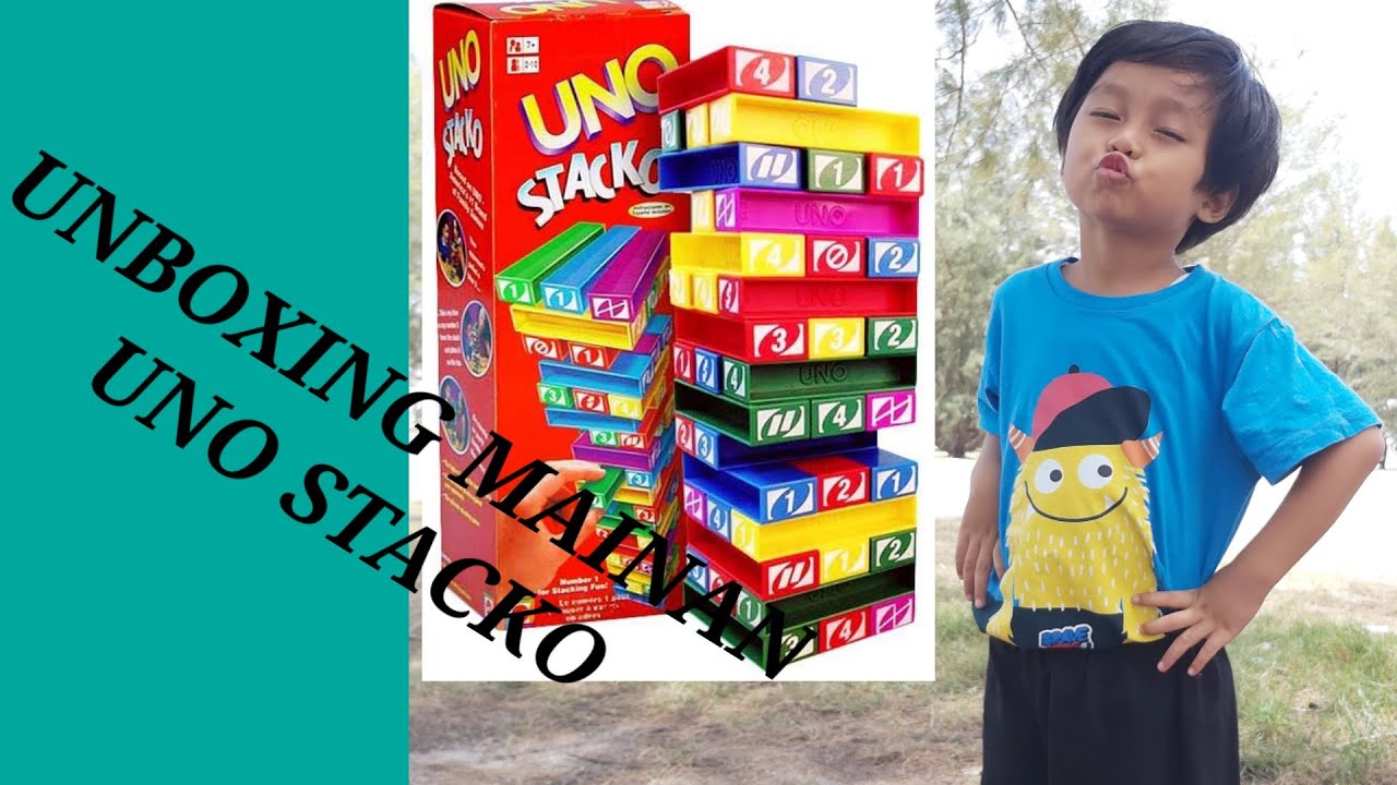 Unboxing Mainan Uno Stacko, bermain Uno Stacko dan Menyusun Uno Stacko ...