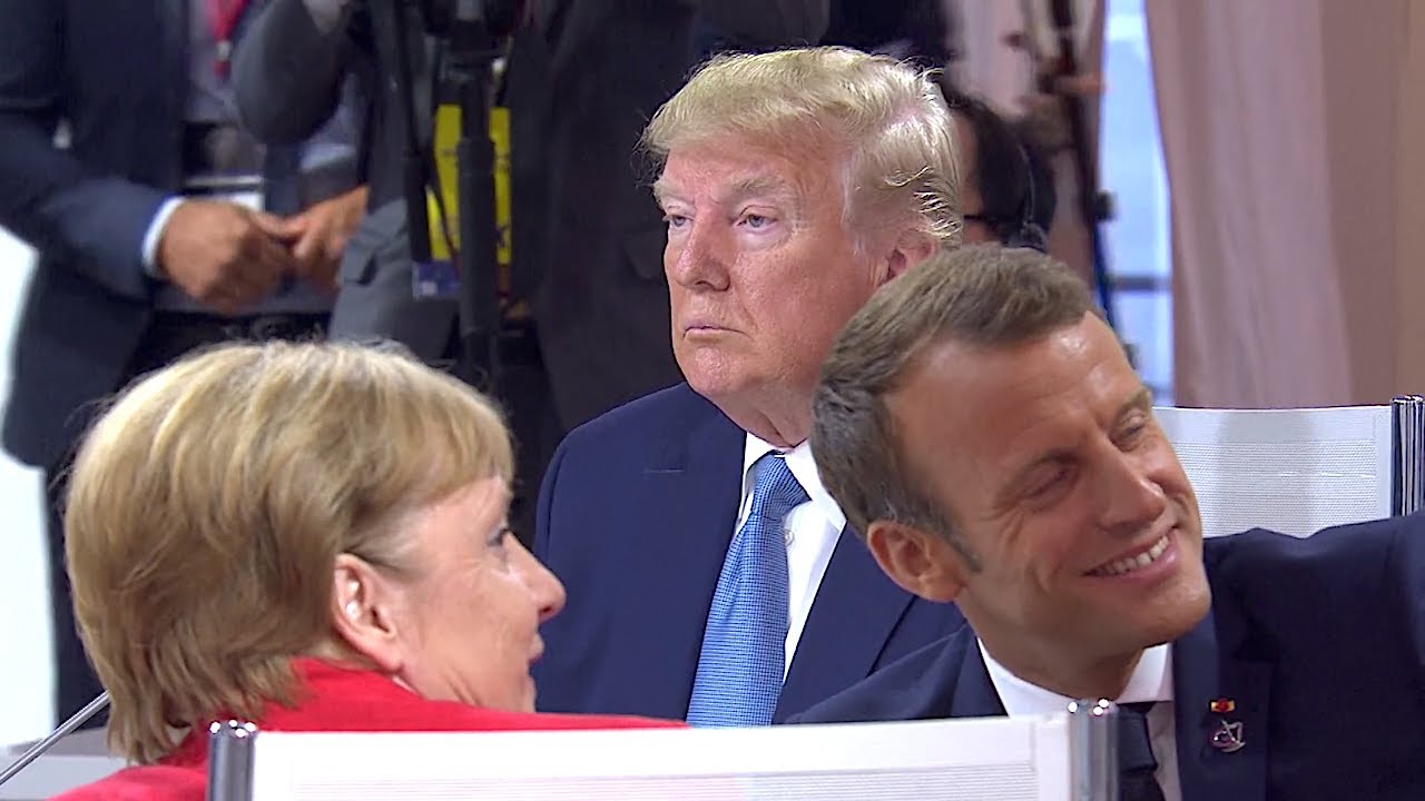 25.08.2019 - Treffen Angela Merkel, Macron, Tusk, Trump, Trudeau, Abe ...