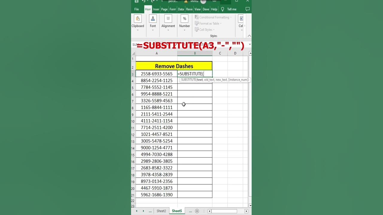 How To Remove Dashes From Data Using Substitute Function In Excel how-to-remove-dashes-from-data-using-substitute-function-in-excel