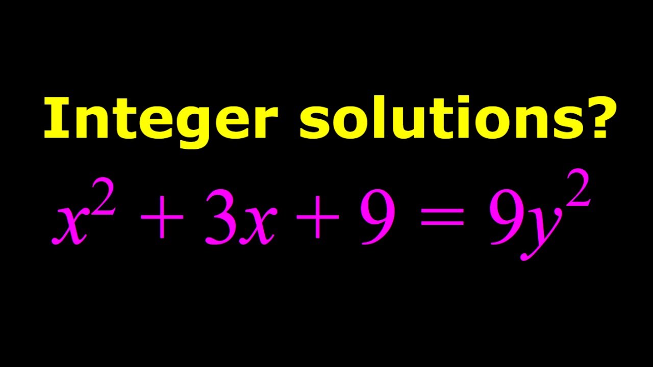 Solving A Quadratic Diophantine Equation Youtube