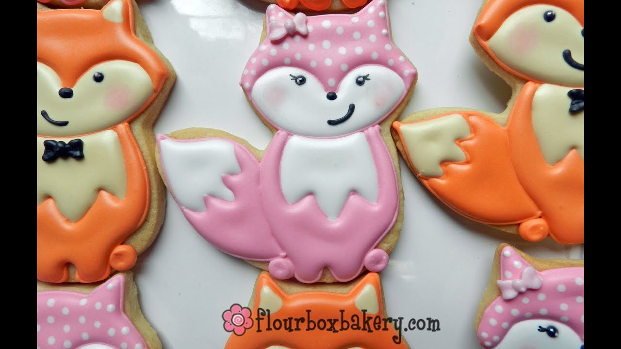 How to Decorate a Pink Fox Cookie - YouTube