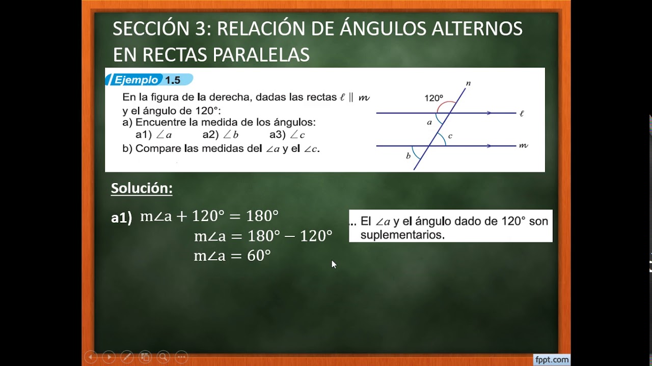 Relación de Ángulos Alternos Internos en Rectas 1 - YouTube