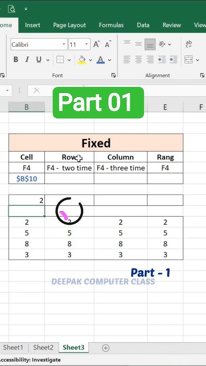 #part1 how to fix cell in excel sheet #excel #excelformula #fix #exceltips #exceltricks - YouTube