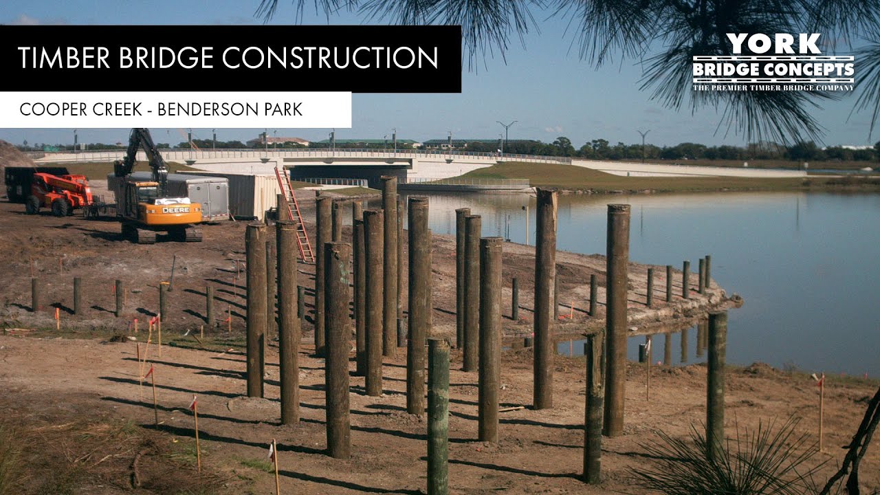 Setting Wooden Piles | Timber Bridge Construction Time Lapse ...