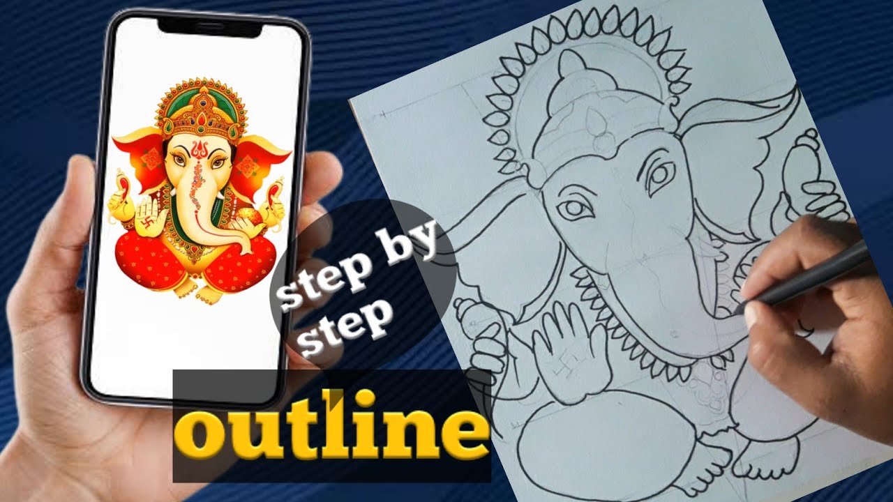 Ganesh ji ka outline kaise banyan | ganesh ji ka outline step by step ...