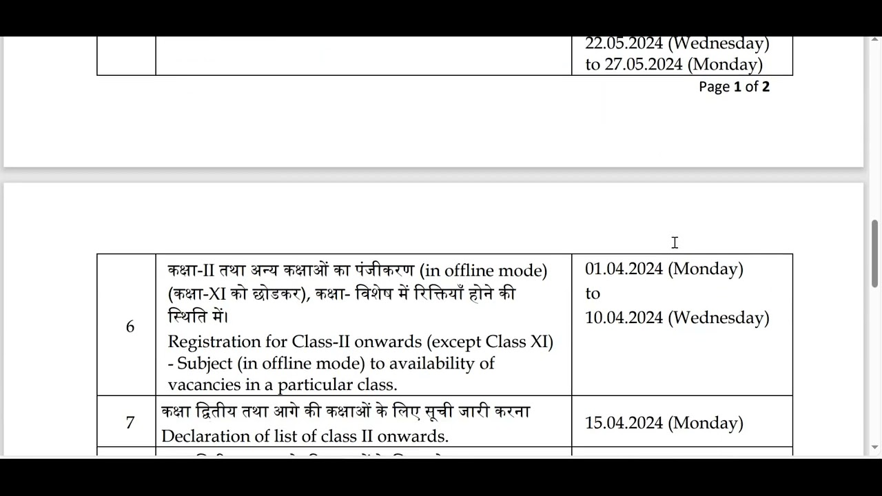 Class I Admission time table 28 03 2024 - YouTube