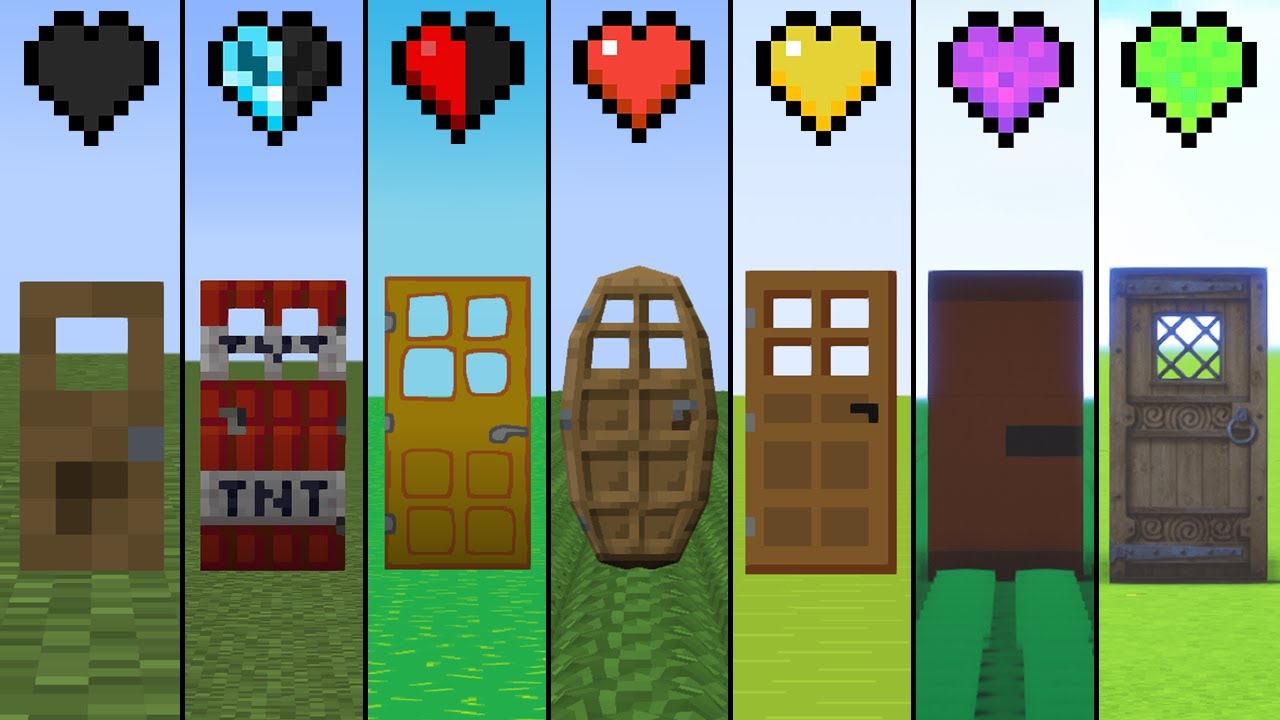all doors with different hearts in Minecraft - YouTube